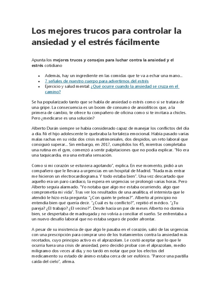Los Mejores Trucos para Controlar La Ansiedad y El Estrés Fácilmente ... Los Mejores Trucos para Controlar La Ansiedad y El Estrés Fácilmente ...