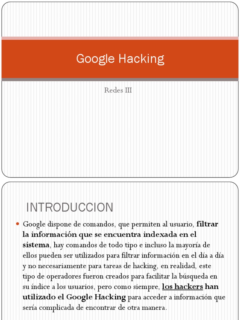 Google Hacking | PDF | Información | Servidor (Computación)