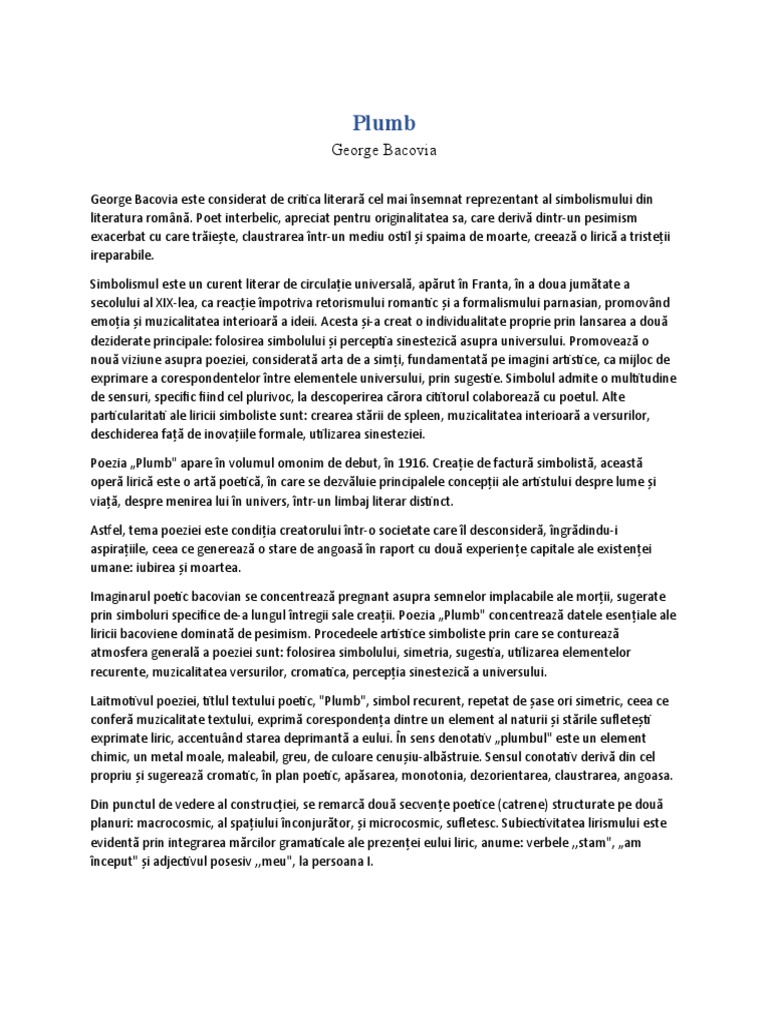 Plumb, George Bacovia | PDF