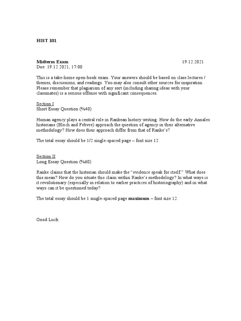 HIST 101 Midterm Exam Guide | PDF | Historian | Historiography
