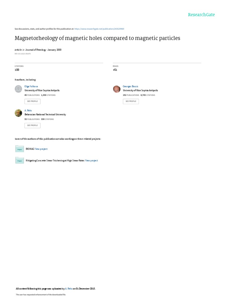 Magnetorheology of Magnetic Holes Compared To Magn | PDF | Stress ...