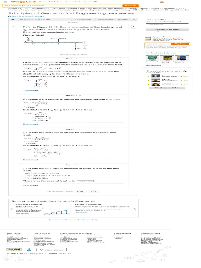 Solved Refer To Figure 10.42. Due To Application of Line Loads... | PDF