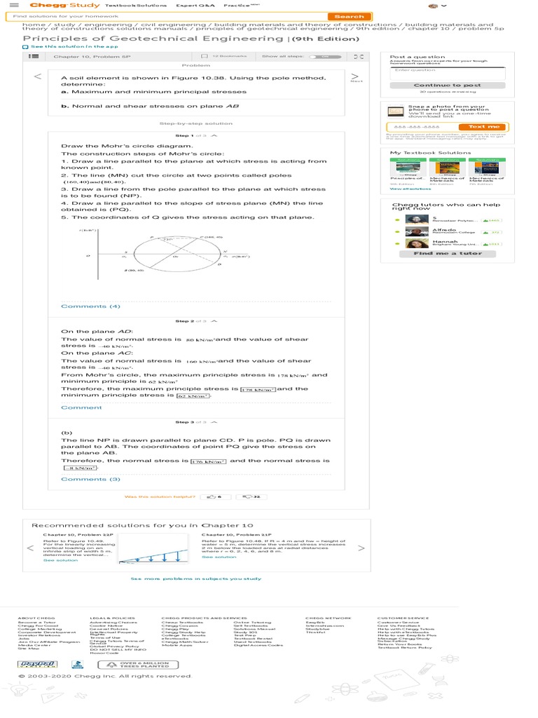 Solved A soil element is shown in Figure 10.38. Using the pole... Chegg.com | PDF