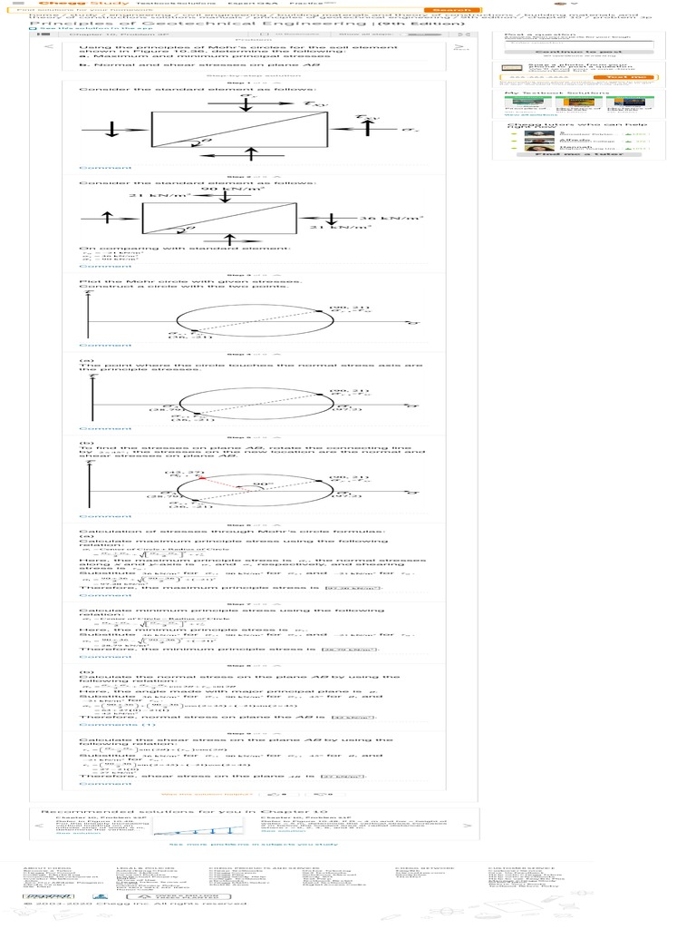 Solved Using The Principles of Mohr's Circles For The Soil Ele... | PDF