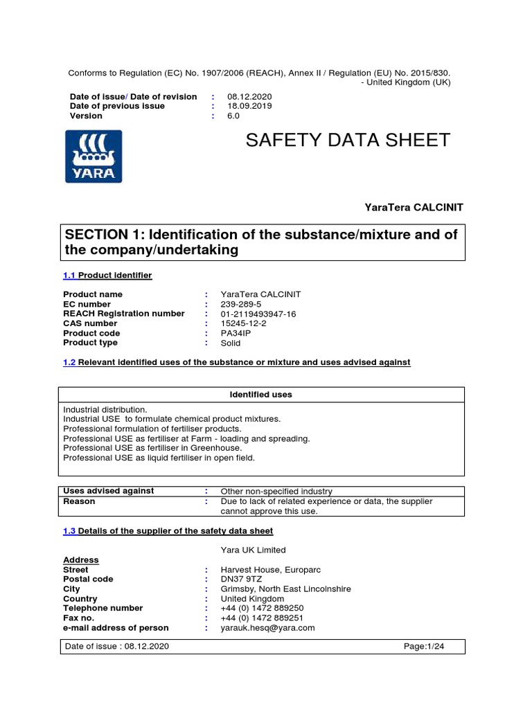 YaraTera CALCINIT 6.0 20230513 | PDF