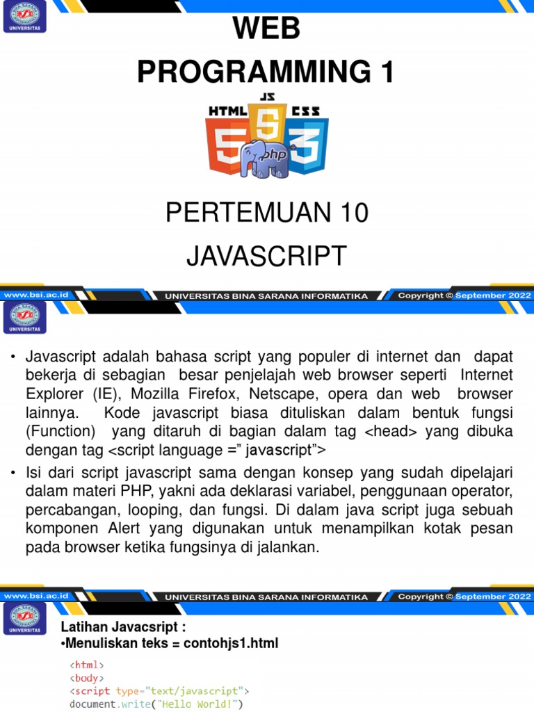 WEB Programming 1: Javascript Pertemuan 10 | PDF