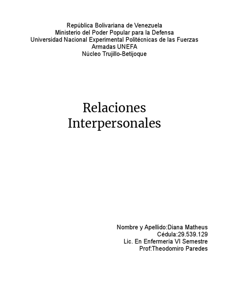 Relaciones Interpersonales | PDF | Relaciones interpersonales ...