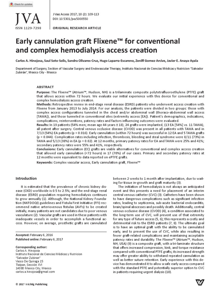2017 Early Cannulation Graft Flixene For Conventional and Complex | PDF ...