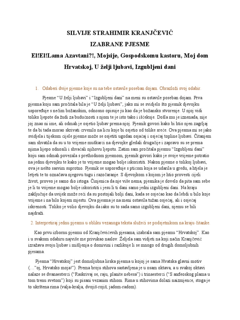 Kranjčević Pjesme | PDF