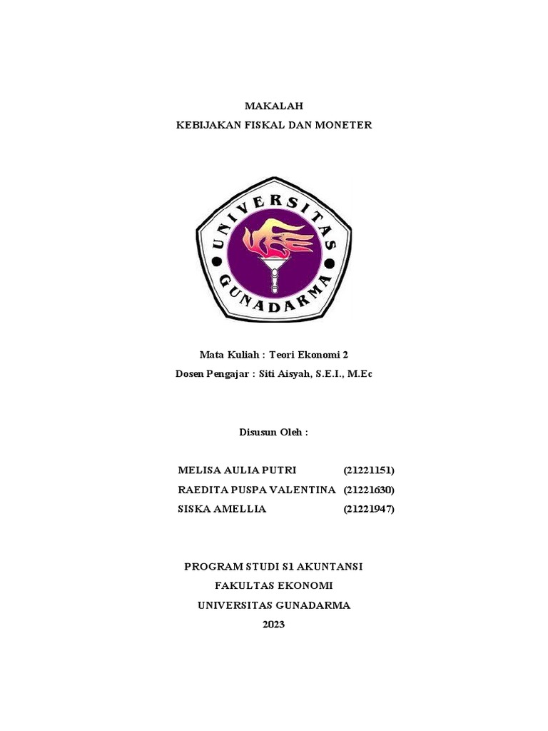 Kebijakan Fiskal dan Moneter: Definisi dan Contoh | PDF
