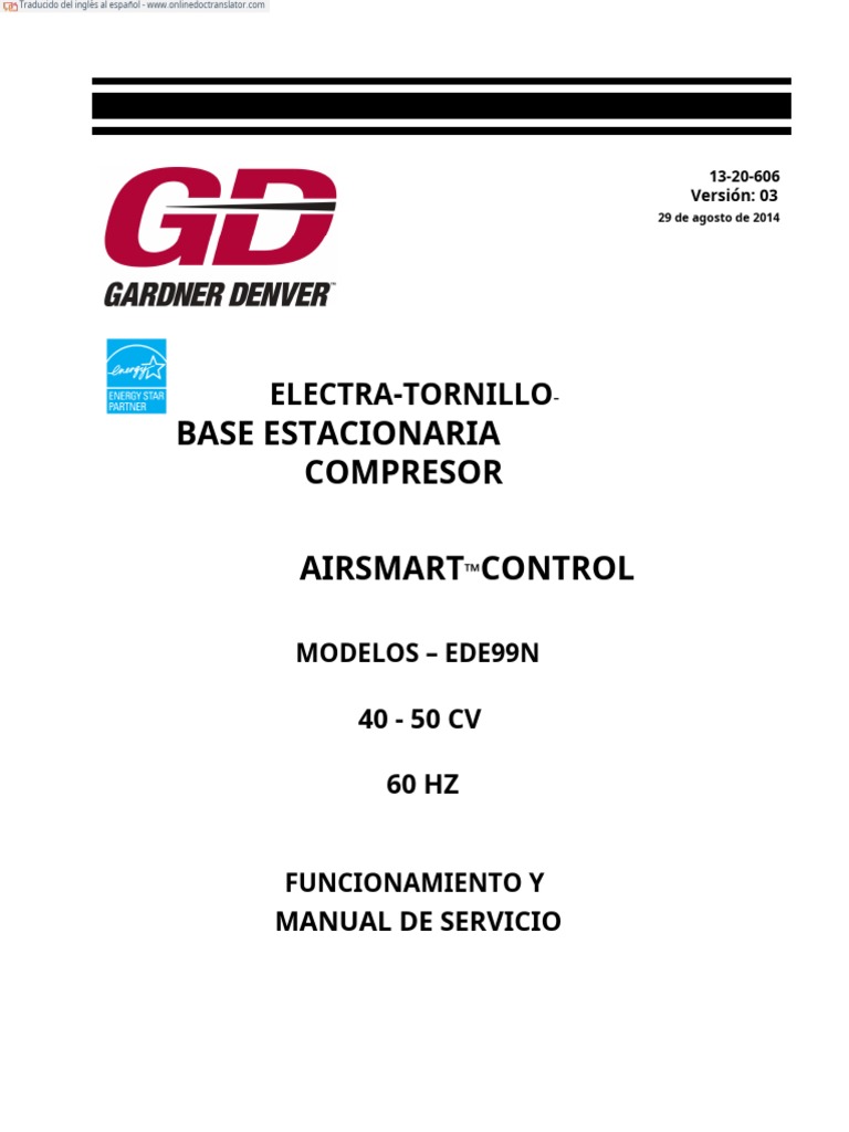 Gardner Denver Compresor - En.es | PDF | Rodamiento (Mecánico) | Ingeniería mecánica