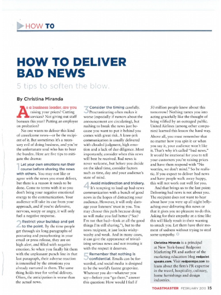 How to Deliver Bad News | PDF