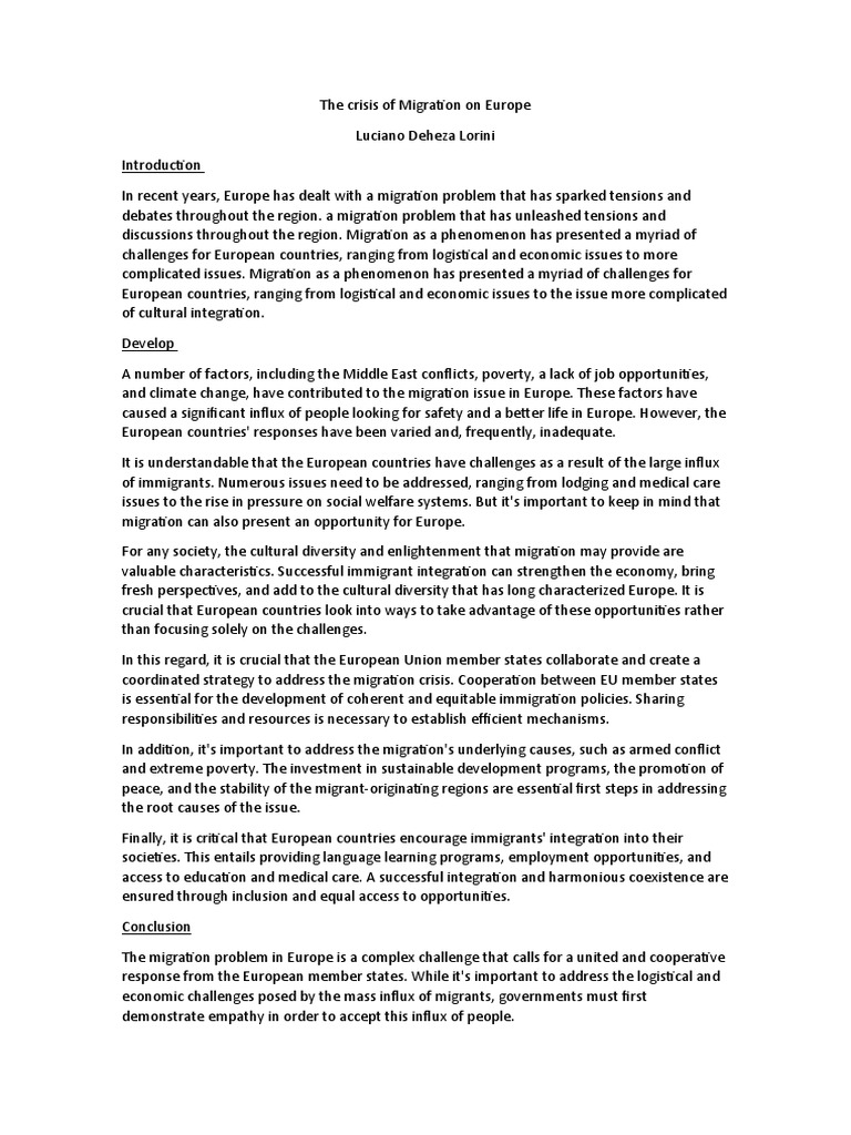 Opinion Column Crisis On Europe | Download Free PDF | Human Migration ...
