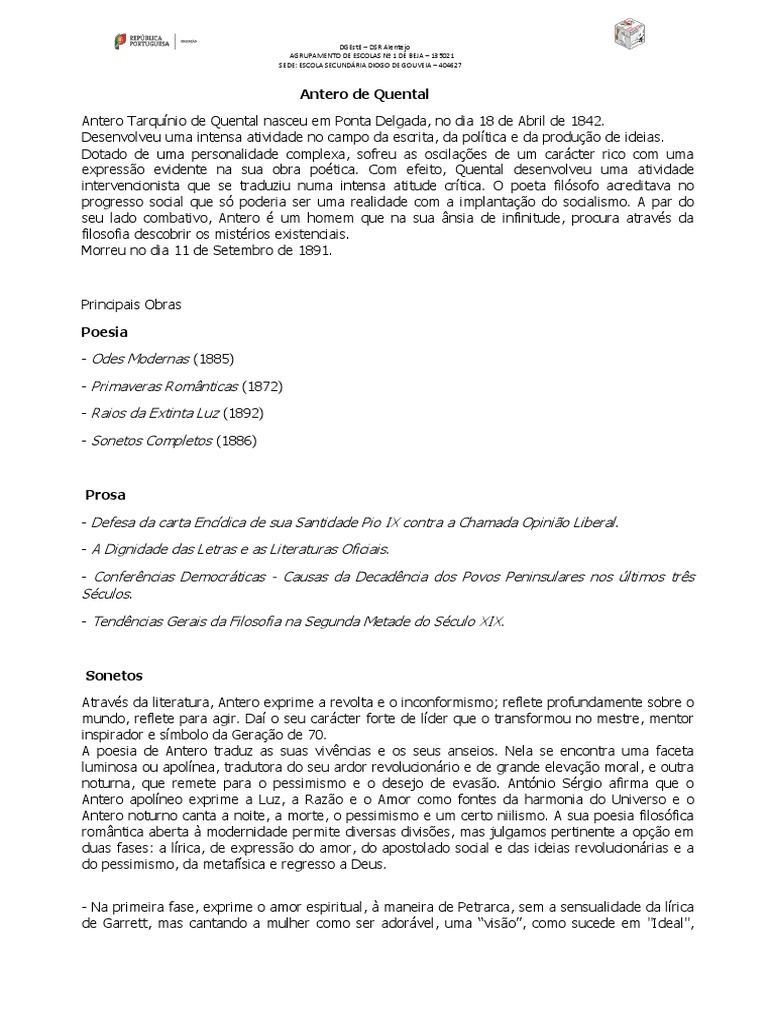 Antero de Quental | PDF | Amor | Pessimismo