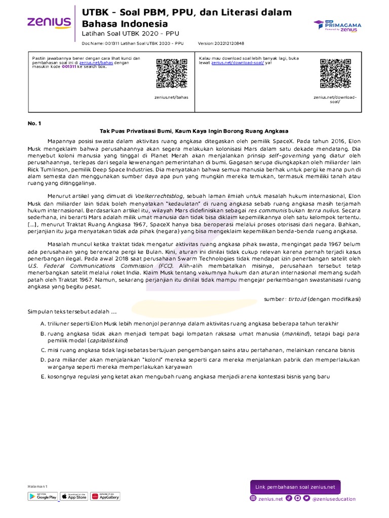 Contoh Soal UTBK SNBT 2023 TPS Pengetahuan Dan Pemahaman Umum 3 | PDF