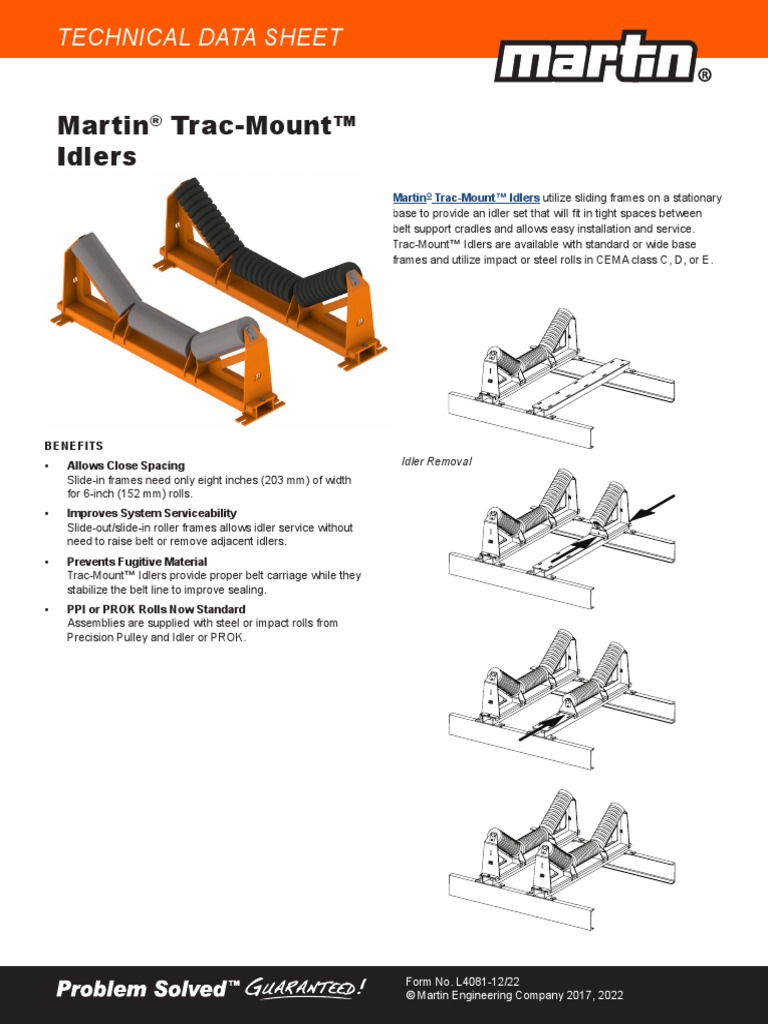 Martin Trac-Mount™ Idlers: Technical Data Sheet | PDF