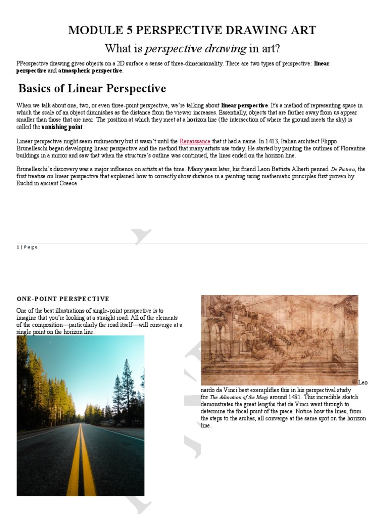 Module 5 Perspective Drawing | Download Free PDF | Perspective (Graphical) | Vision