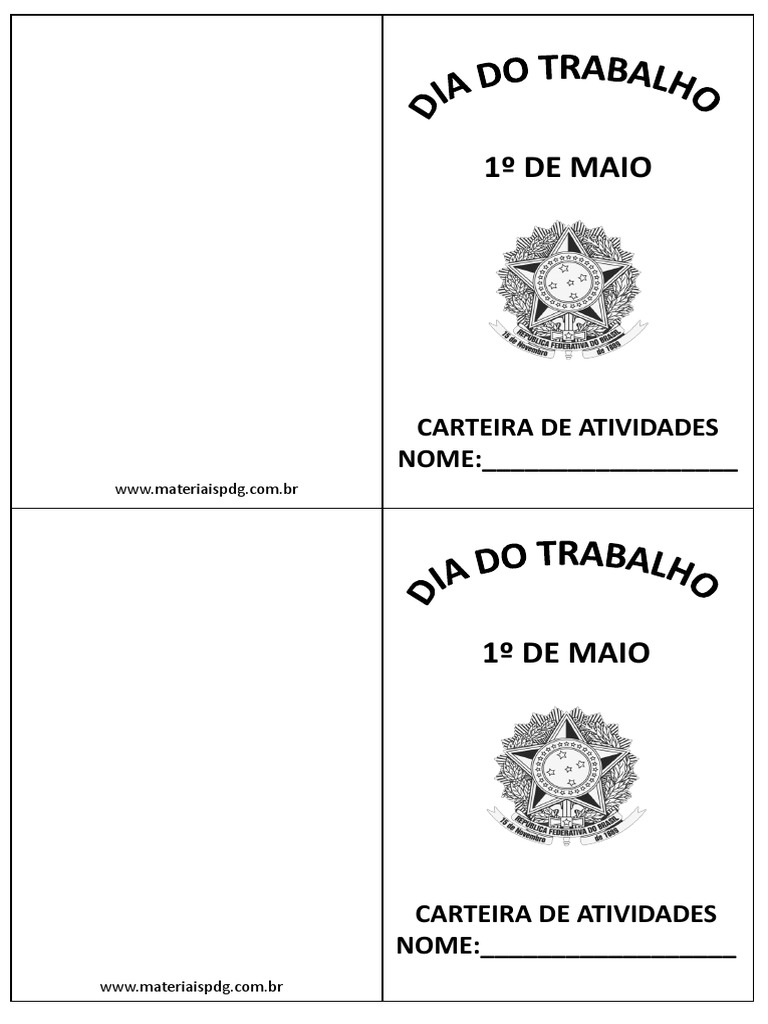 Dia Do Trabalho - Carteira de Atividades Colorir | PDF