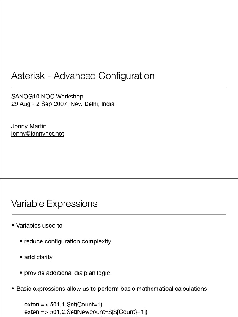 SANOG10 NOC Voip Asterisk Advanced | PDF | String (Computer Science) | Databases