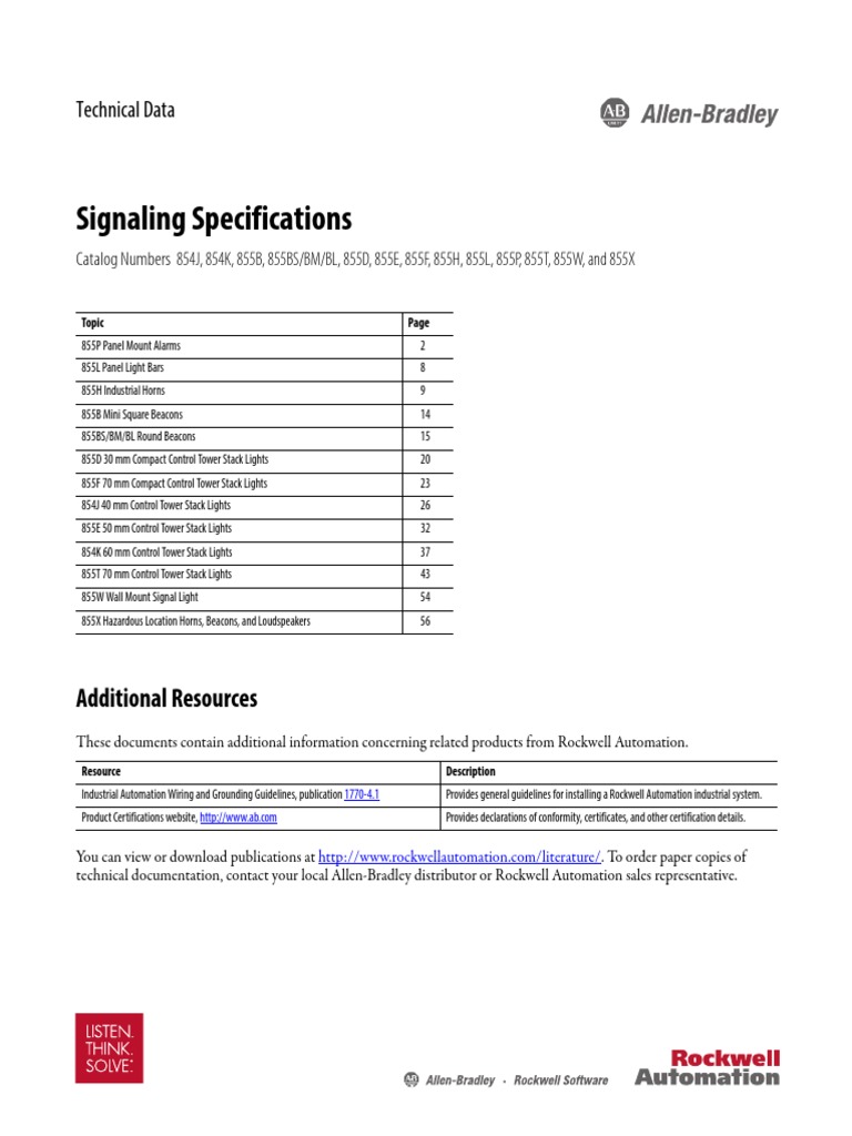 Rockwell Signaling Specs Guide | PDF | Mains Electricity | Alternating ...