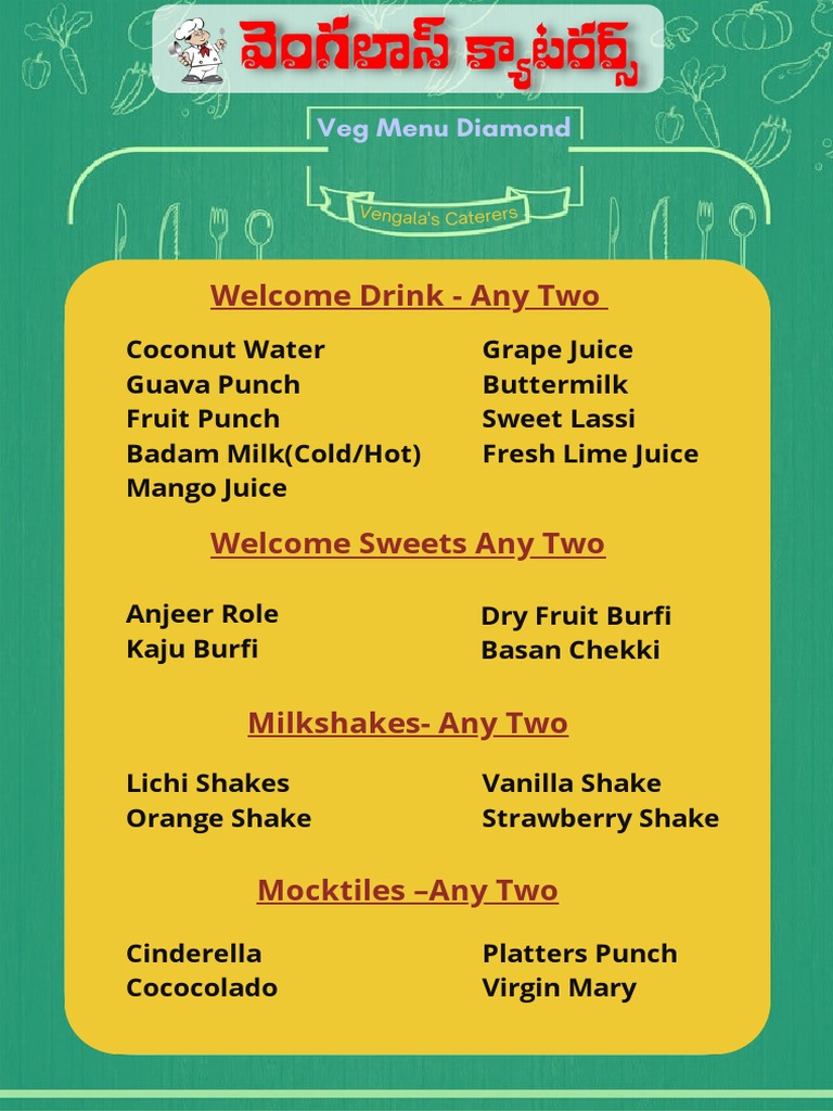 Veg Menu Diamond (Final) | PDF | Foods | Cuisine