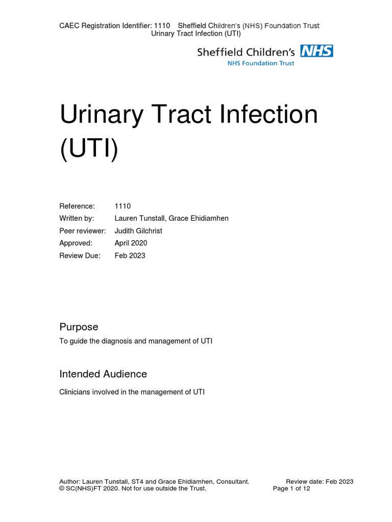 1110 Uti | PDF | Urinary Tract Infection | Health Care