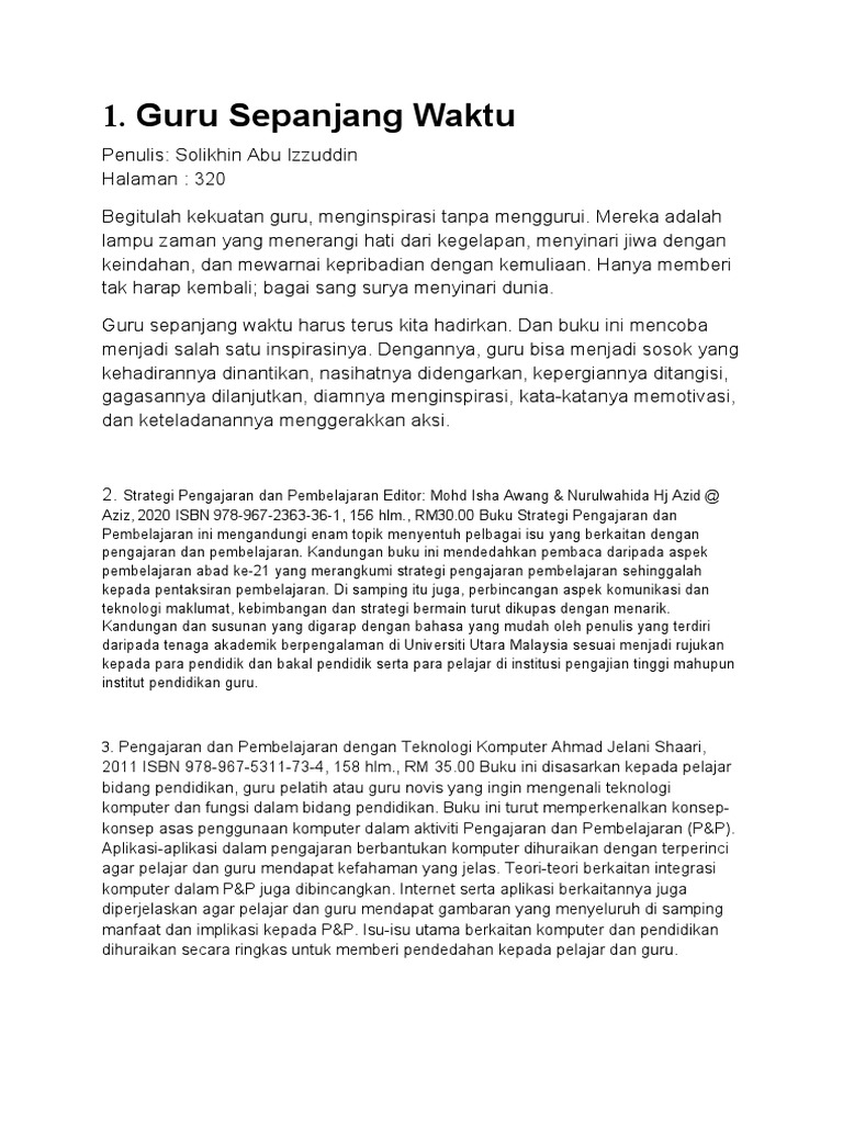 Senarai Buku Bacaan SPLKPM 2021 | PDF