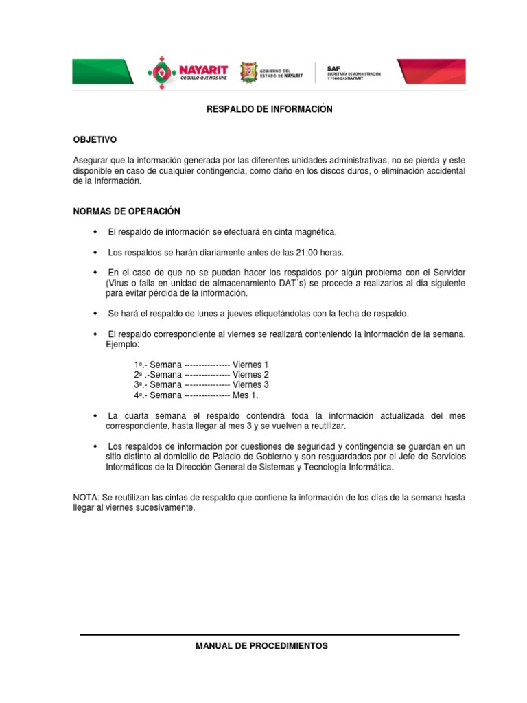 Manual de Respaldos | PDF | Informática | Información