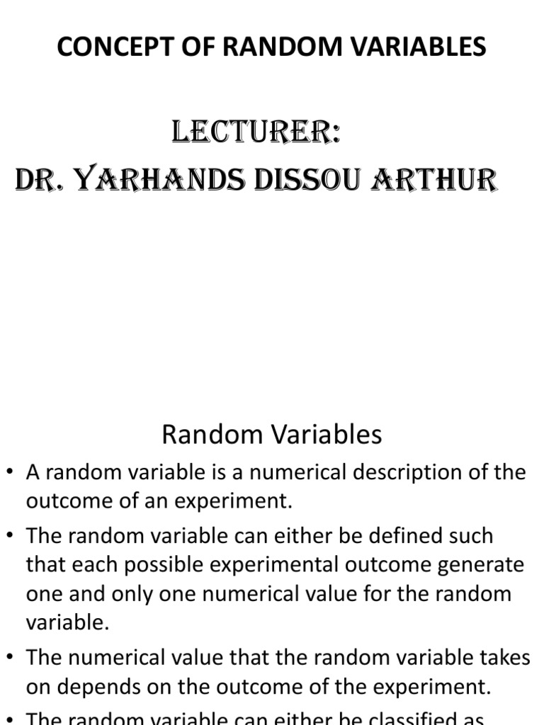 Random Variables | PDF | Probability Distribution | Random Variable Random Variables | PDF | Probability Distribution | Random Variable