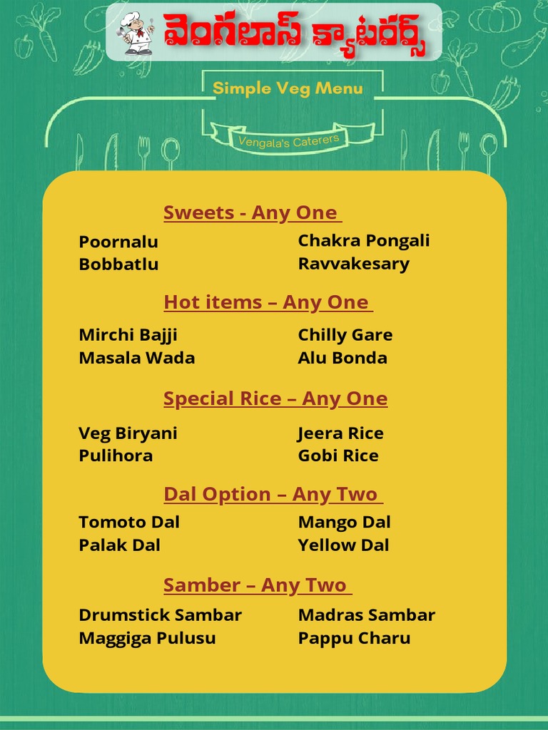 Simple Veg Menu (Final) | PDF