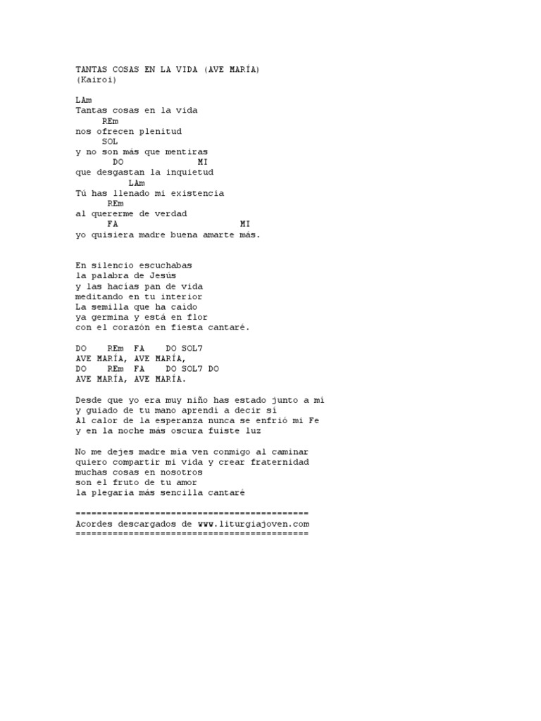 Tantas cosas en la vida: letra y acordes | PDF