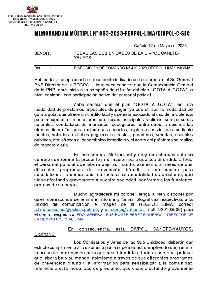 Memo Mult. 63 Gota A Gota | PDF
