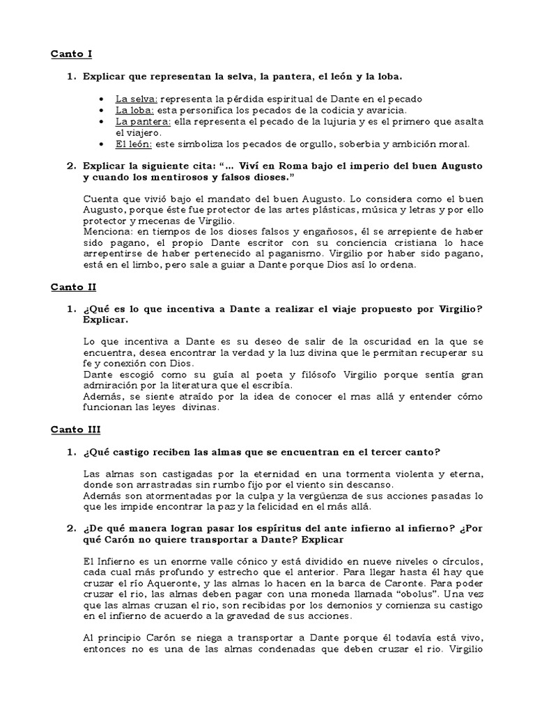 DIVINA COMEDIA CANTOS 1 AL 6 | PDF