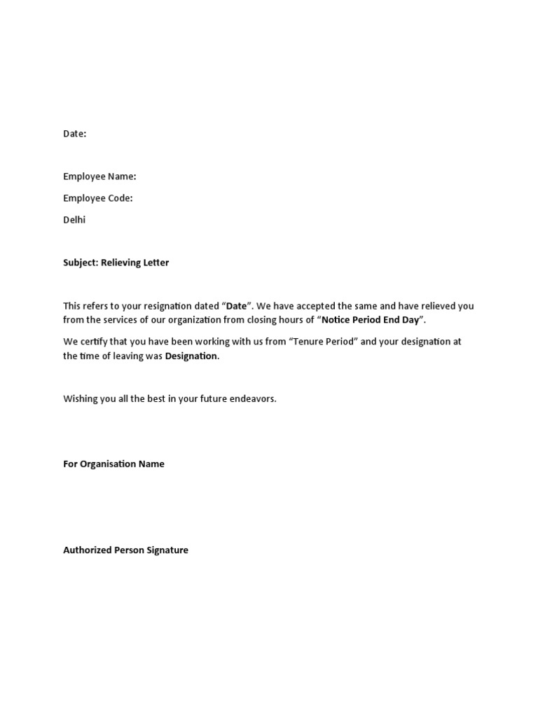 Relieving Letter | PDF