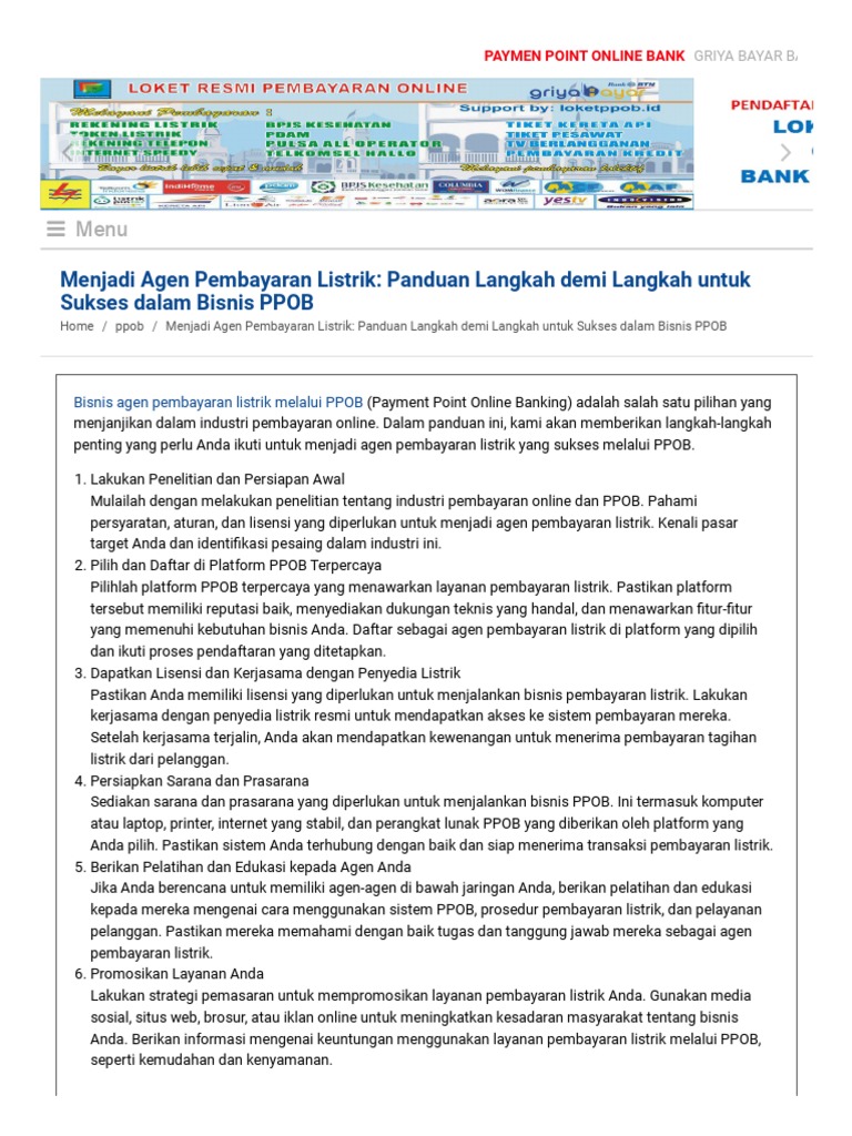 Menjadi Agen Pembayaran Listrik - Panduan Langkah Demi Langkah Untuk ...