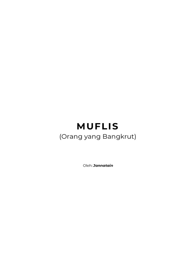 Muflis Orang Yang Bangkrut | PDF