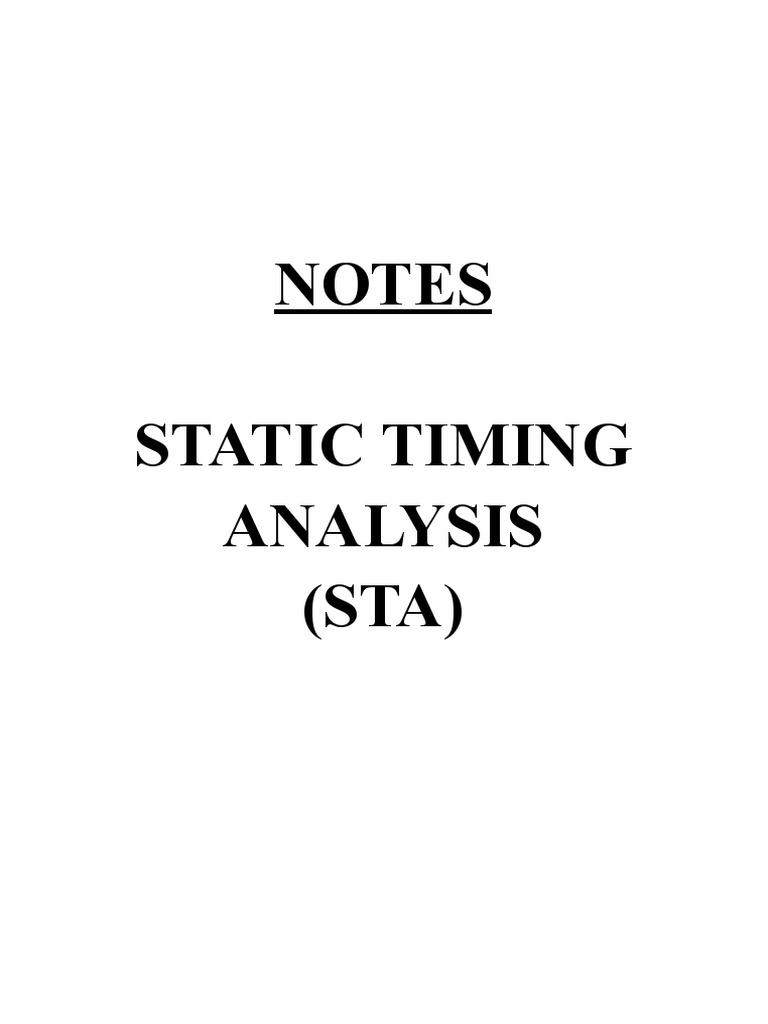 Notes Static Timing Analysis Sta Pdf