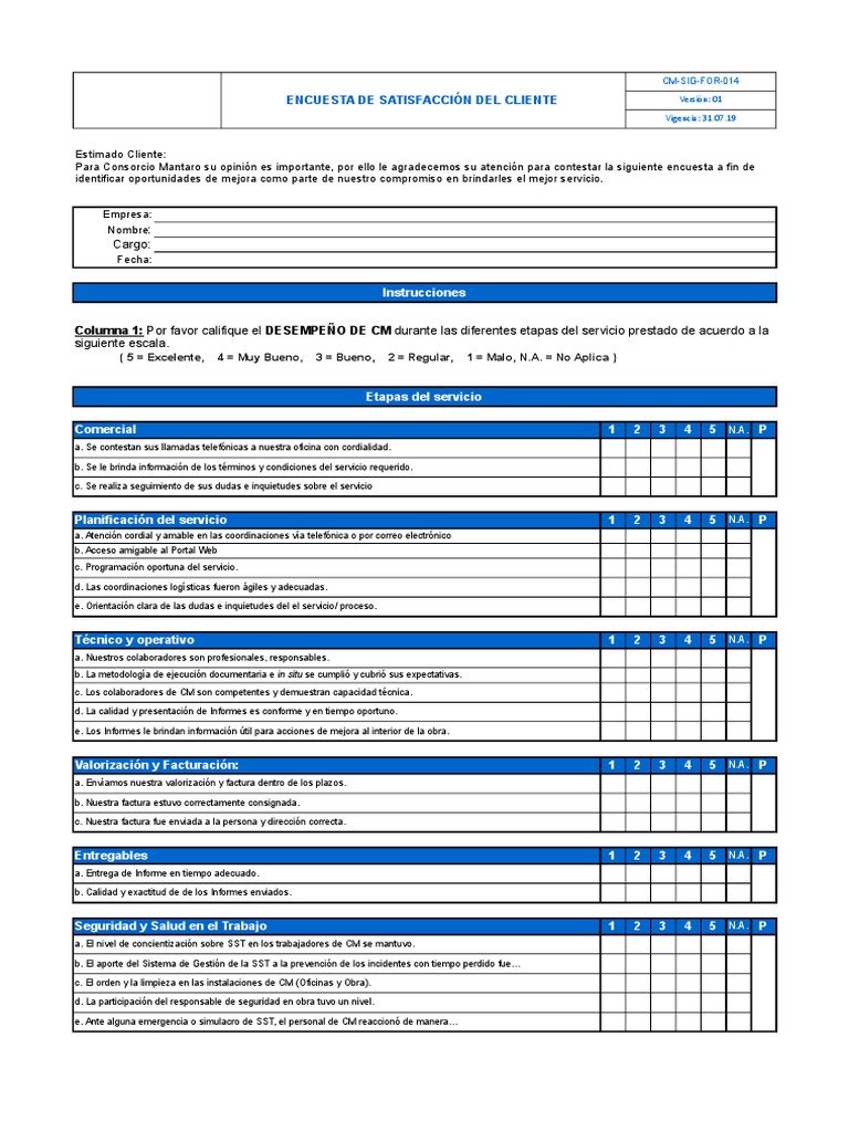 Encuesta de Satisfacción Al Cliente | PDF | La satisfacción del cliente ...