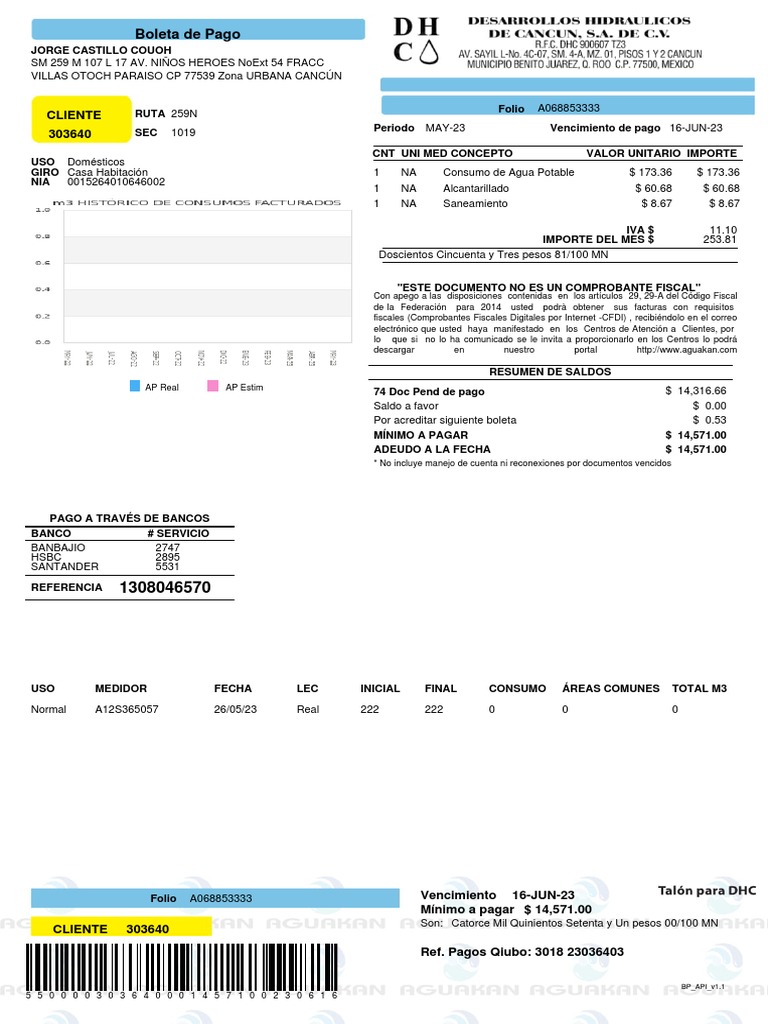 Recibo de Agua | PDF | Suministro de agua | Higiene