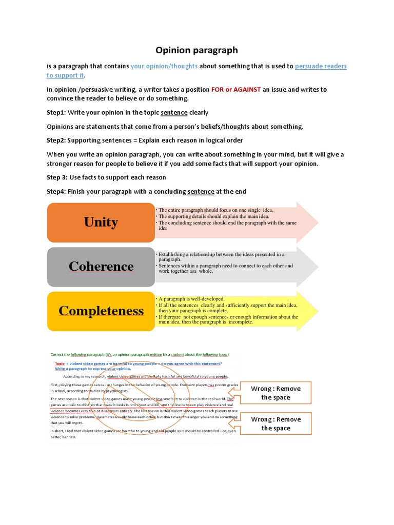 Opinion Paragraph PDF | PDF | Paragraph | Thought