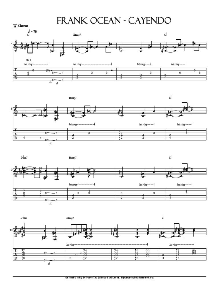 Frank Ocean - Cayendo Guitar Tab | PDF