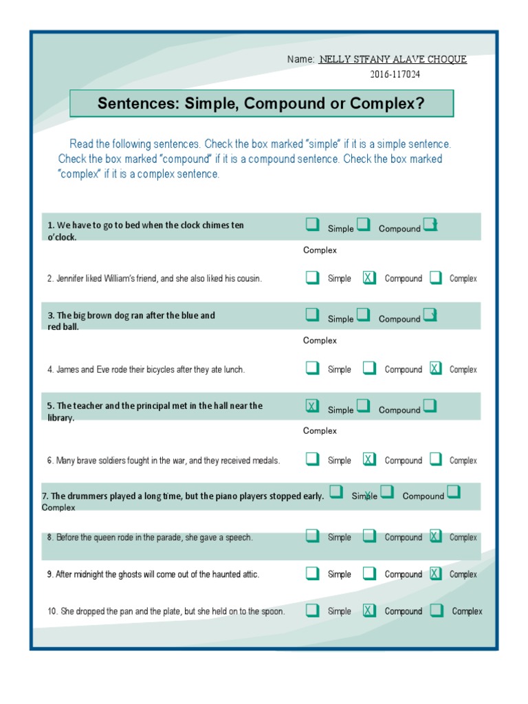 Practice 01 Simple Compound Complex | PDF