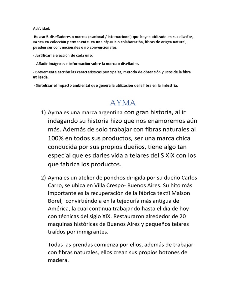 Ayma Fibras Naturales | PDF