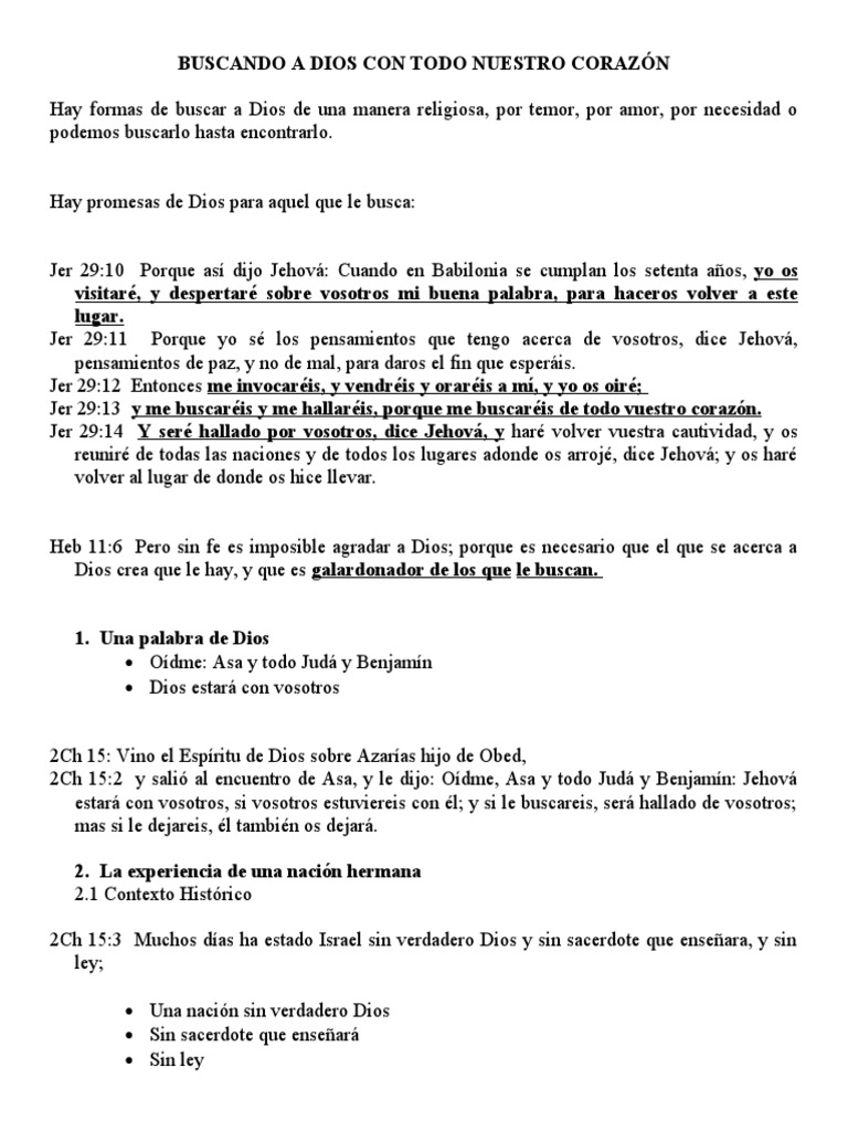 Buscando A Dios Con Todo Nuestro Corazón | PDF | Contenido bíblico | Concepciones de dios