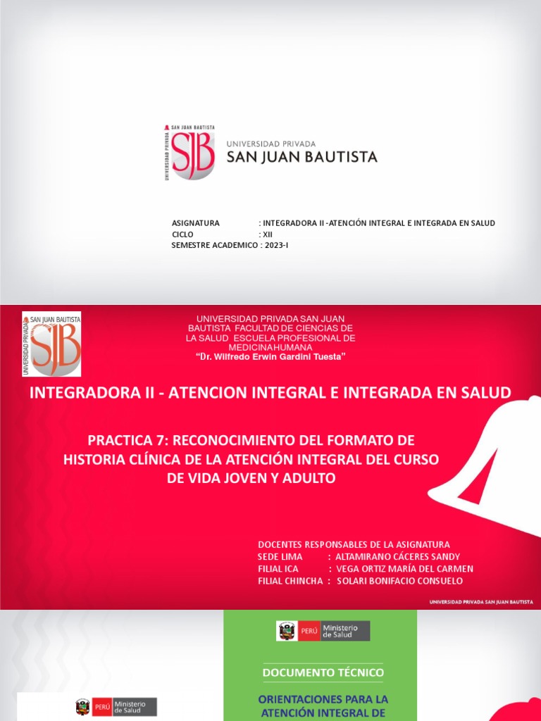 Sem 7 Pract 7 Reconocimiento Formato HC Integral Joven y Adulto | PDF ...