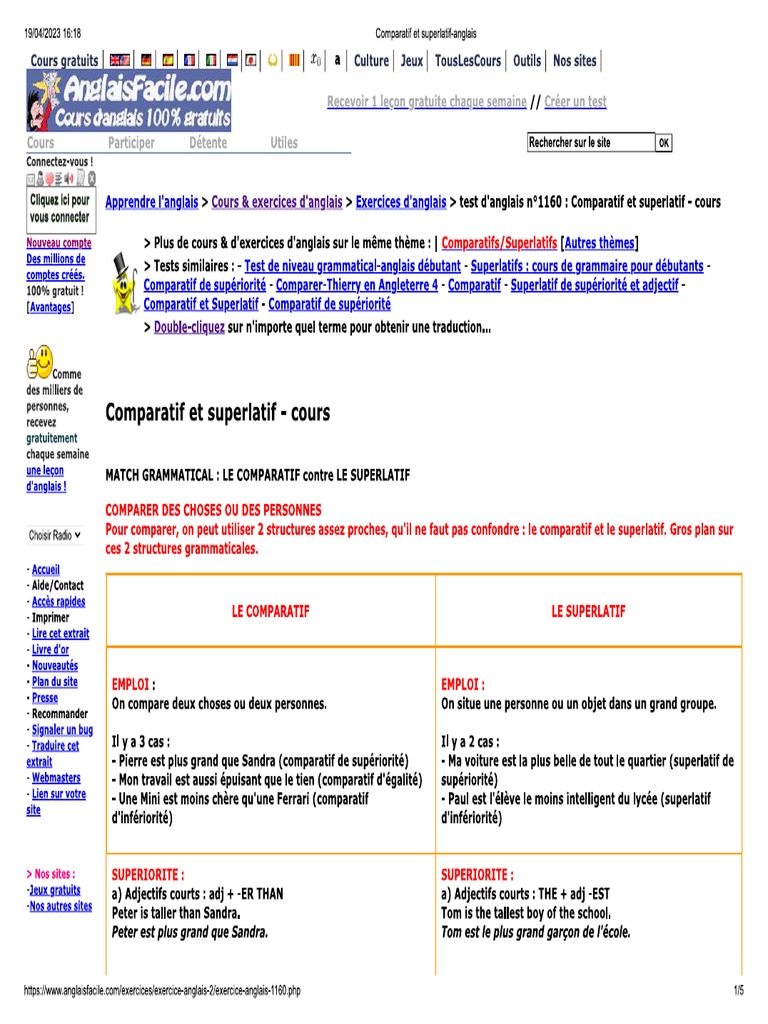 Comparatif Et Superlatif-Anglais | PDF