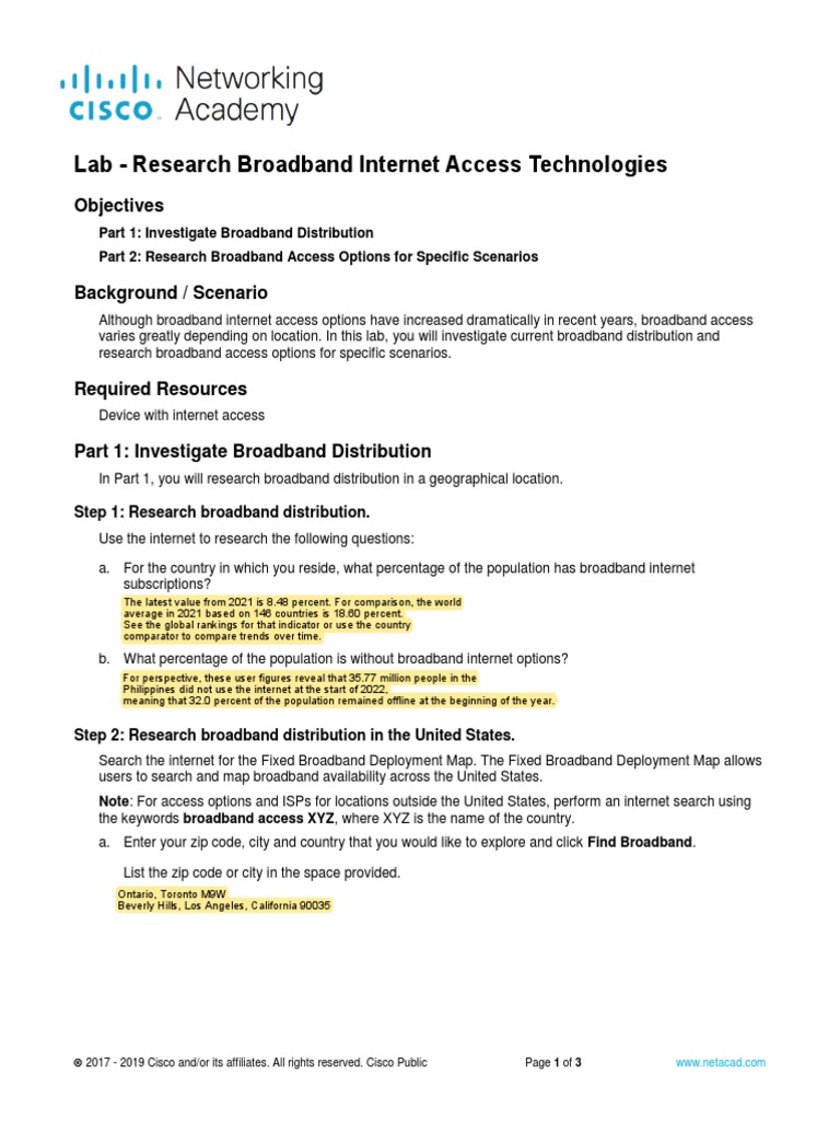 7.5.11-Lab - Research-Broadband-Internet-Access-Technologies (Final1) | Download Free PDF ...