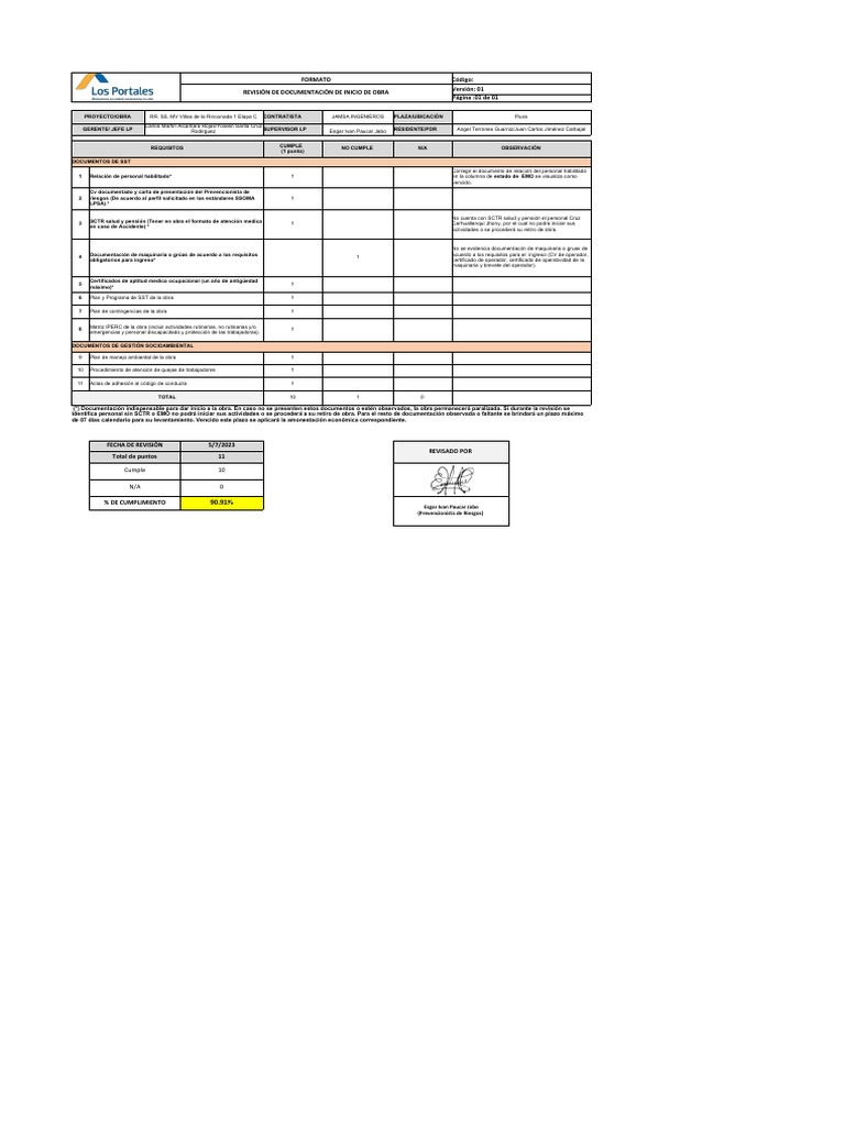 Formato de Rev. Docum SSOMA Contratista Mayor - JAMSA | PDF | La seguridad