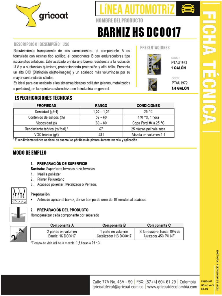 FT Barniz HS DC00 | PDF | Comportamiento | Ciencias fisicas
