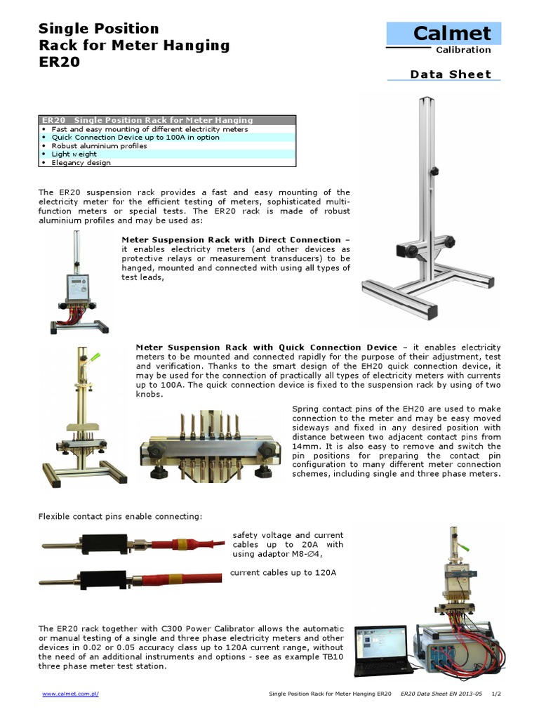 ER20 Data Sheet en | PDF | Calibration | Metre